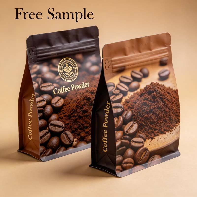 Custom Flat Bottom Pouch Coffee Powder Aluminum Foil Zipper Moisture ...
