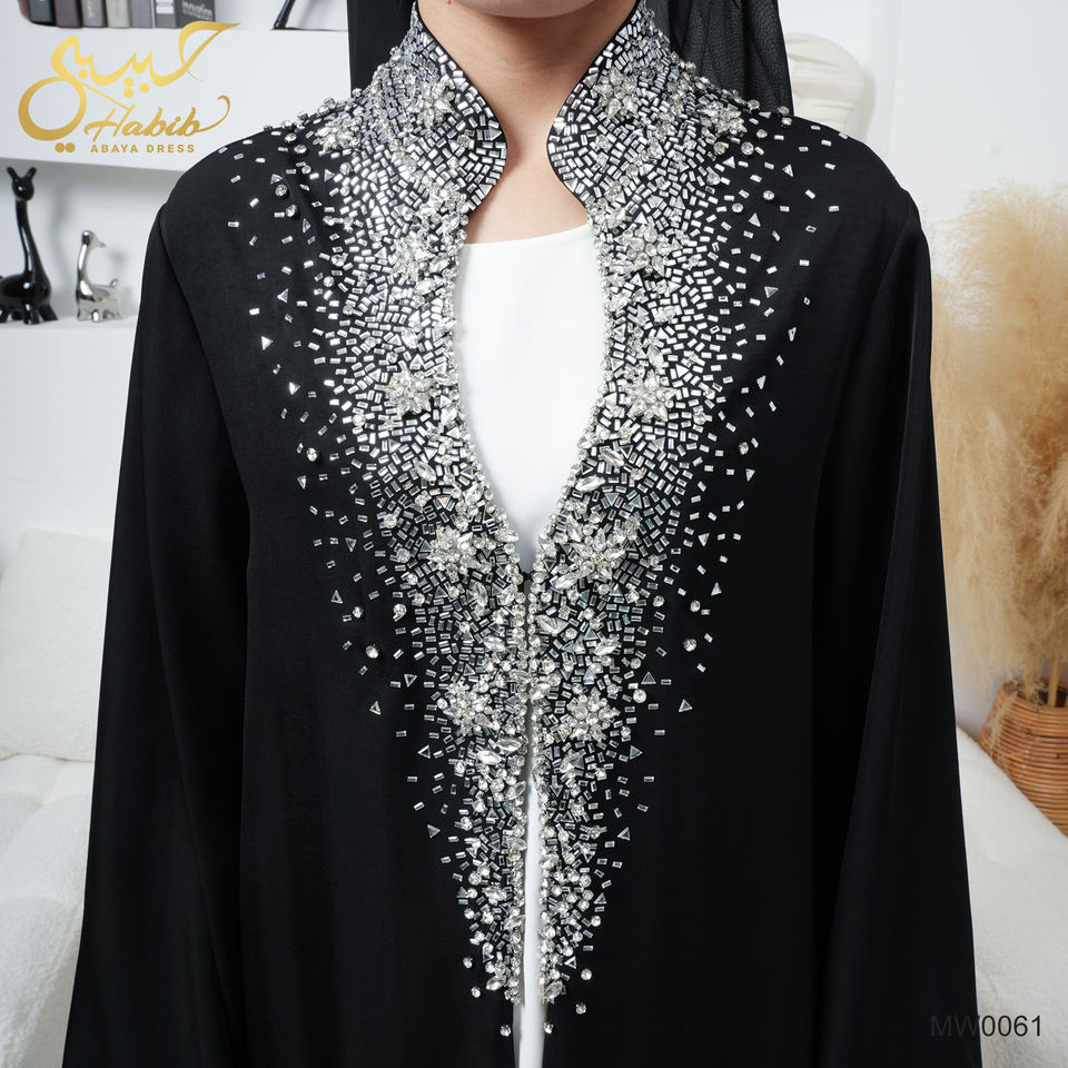 Luxurious Black Gulf Abaya Dubai Arab Islamic Clothing Luxury Black ...