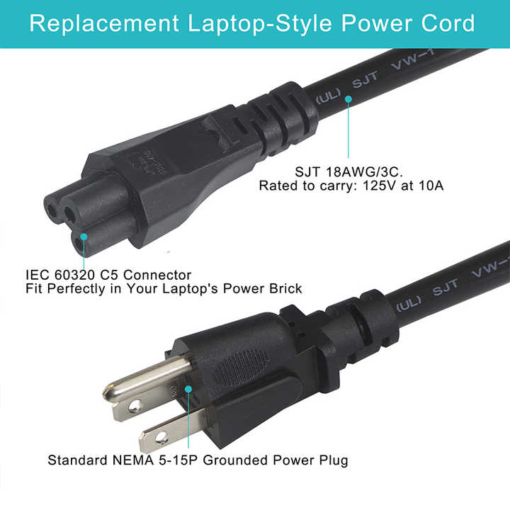 KUNCAN USA Iec C5 110V Electric Extension Cable Power Cord With Plug ...