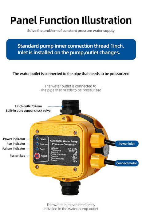 Intelligent 220V Booster Pump Controller Check Valve Aluminum Pressure ...