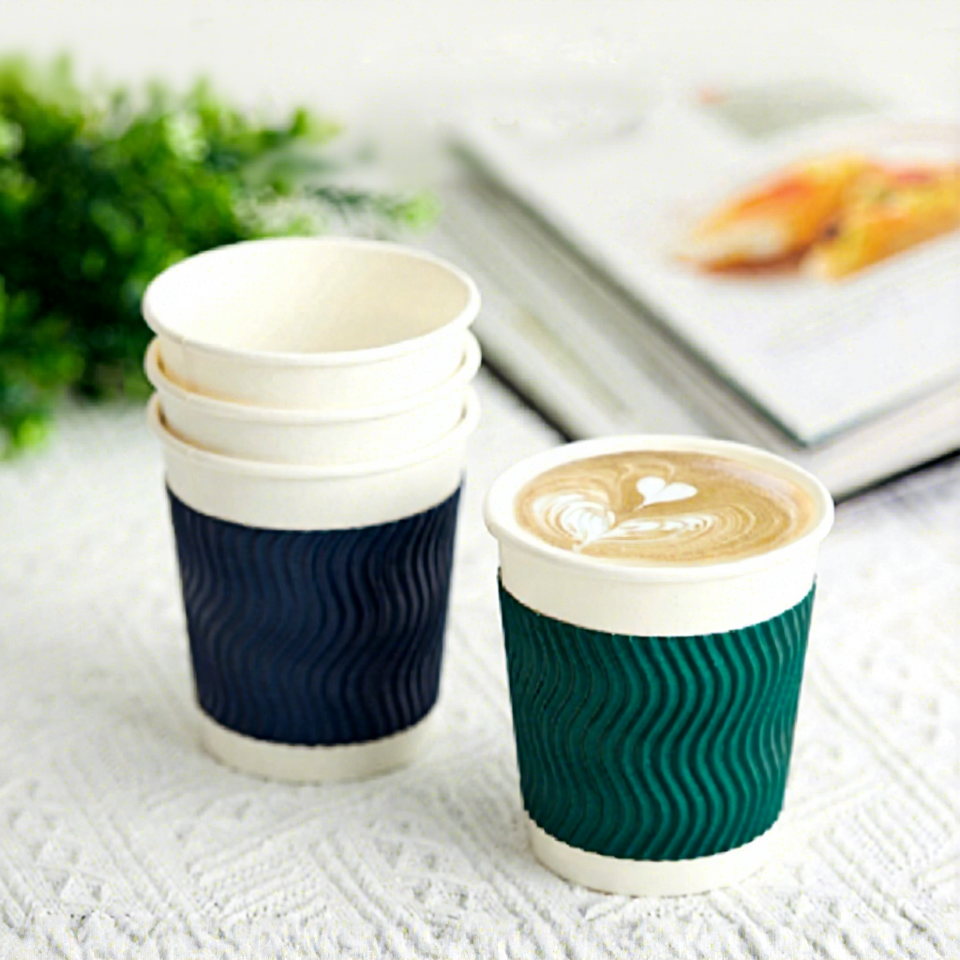 Disposable Corrugated Insulated Paper Cup Double-Wall Corrugated Paper ...
