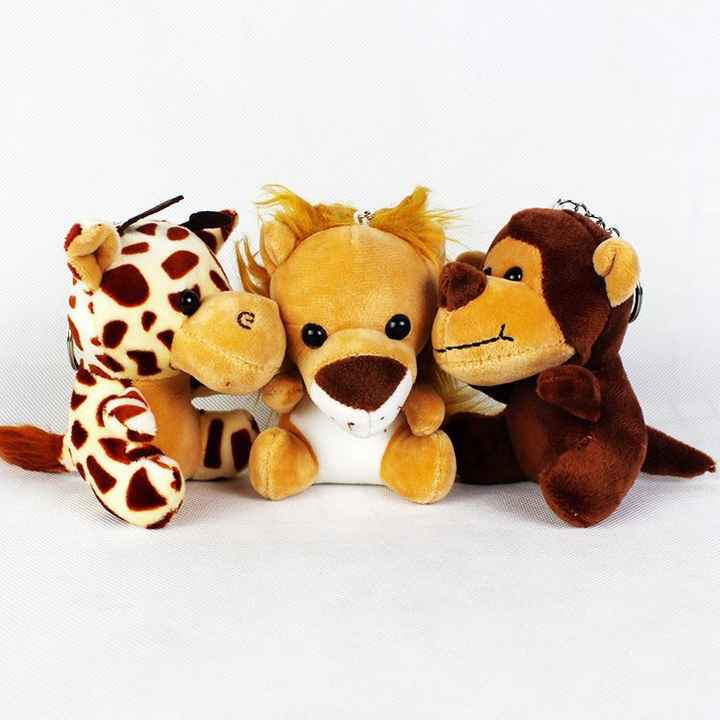 Cute 10cm Jungle Stuffed Stuff Animals Keychain Plushie Elephant Lion ...