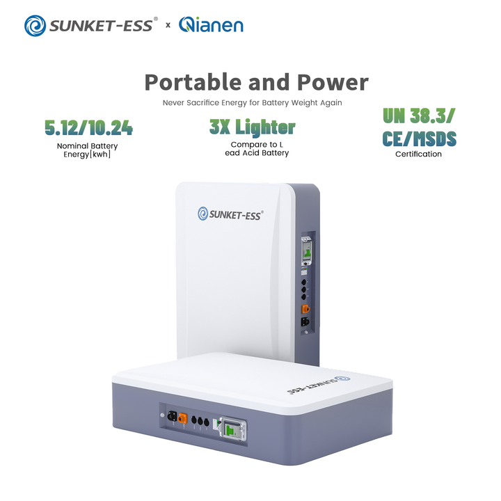 Sunket 5kWh 10kWh Wall-Mounted Lithium Battery Home Energy Storage ...