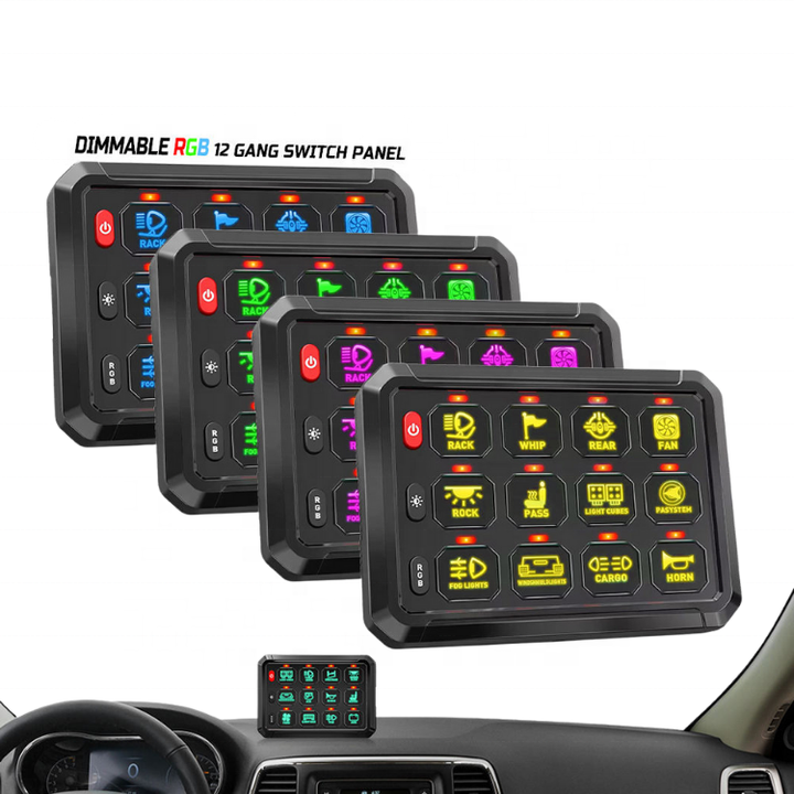 RGB 12 Gang Switch Panel, Marine Switch Panel Box, Multifunction ...