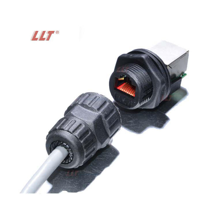 LLT Factory 8P 8C Ethernet Connector RJ45 Panel Mount Waterproof IP67