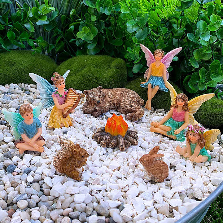 Fairy Garden Miniature Fairies Figurines Accessories - Camping Kit of 9 ...