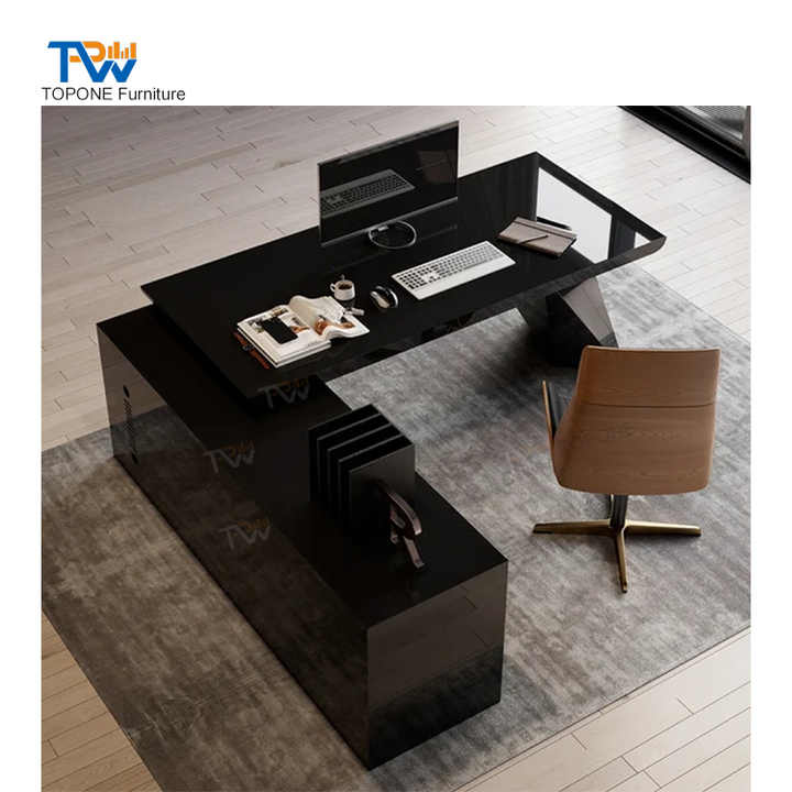 Modern Luxury Office Furniture Wooden Office Table Price L Shaped Black ...