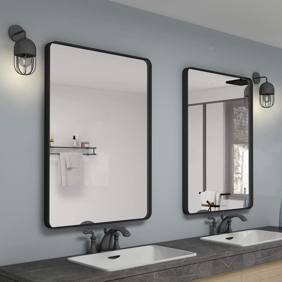Aluminum Round Corner Rectangle Glass Panel Wall Mount Smart Bathroom ...