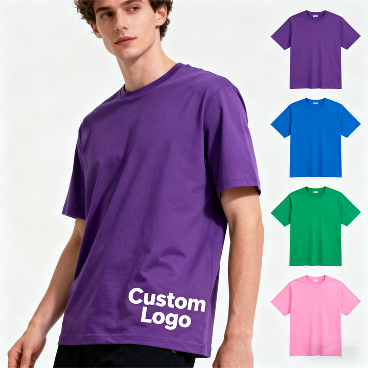 Men's Summer Casual Cotton Polyester Tshirt Custom Logo Solid Color ...