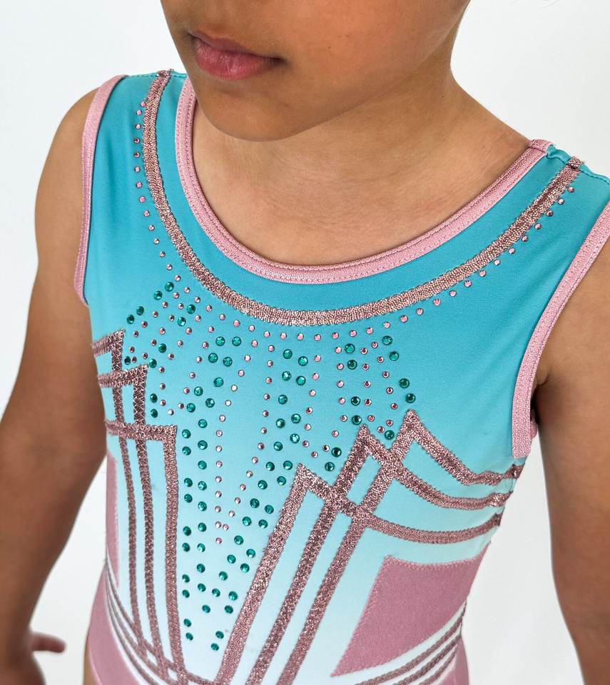 Elegant Girls Gymnastics Training Leotard with Rhinestones