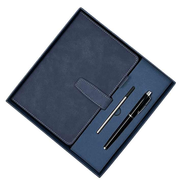 Custom Luxury Pu Leather Hardcover Notebook Stationary Set With Pen USB ...