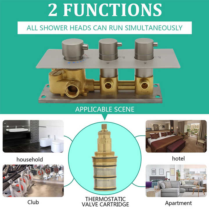 2 Way Brushed Nickel Shower Diverter Valve - Brass Kit