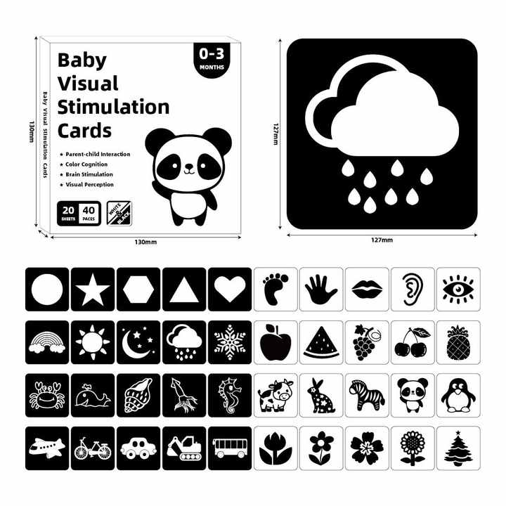 Wholesale Newborn Baby Visual Stimulation Cards - High Contrast