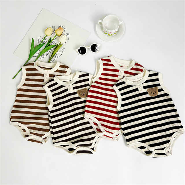 1 Pcs Custom Tag Striped Cotton Romper Summer Newborn Infant Toddler ...