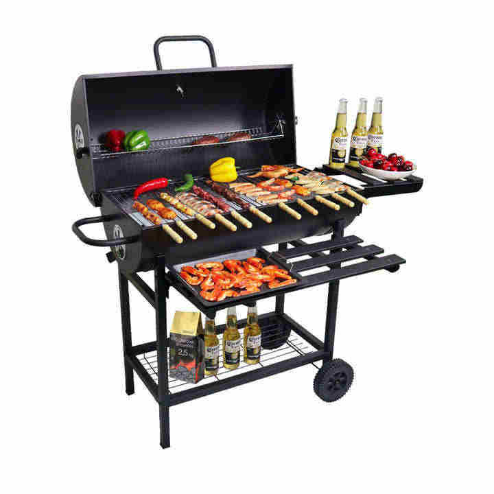 Trolley Heavy Duty Powder Coated Iron Oil Drum Charcoal Grill with ...