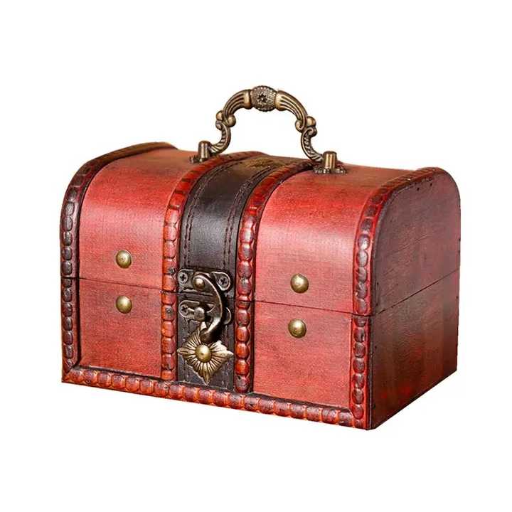 High Quality Mini Craft Wooden Pirate Jewellery Storage Box Case Holder ...