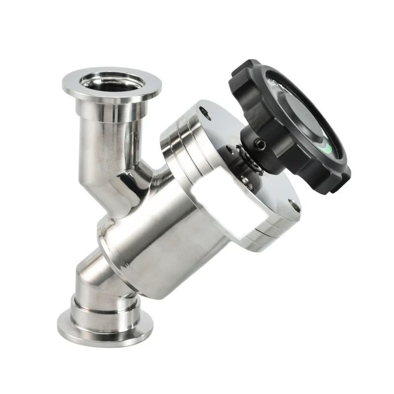 KF25/KF40 Flanged Manual Pneumatic Y Type Angle Valve NW25/40 Vacuum ...