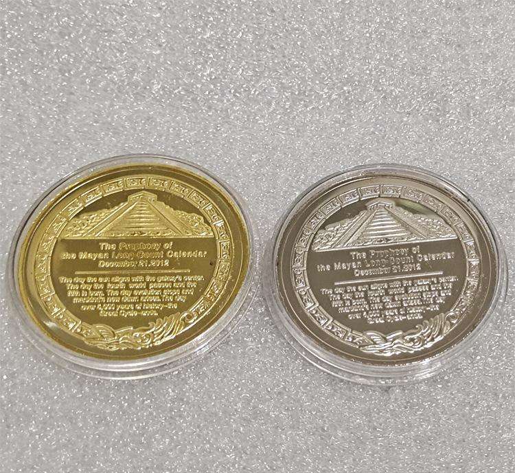 Mayan Commemorative Pyramid Sundial Gold Silver Coins