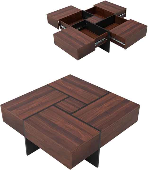 Low Table, Center Table, Square, Compact Storage, Includes Storage ...