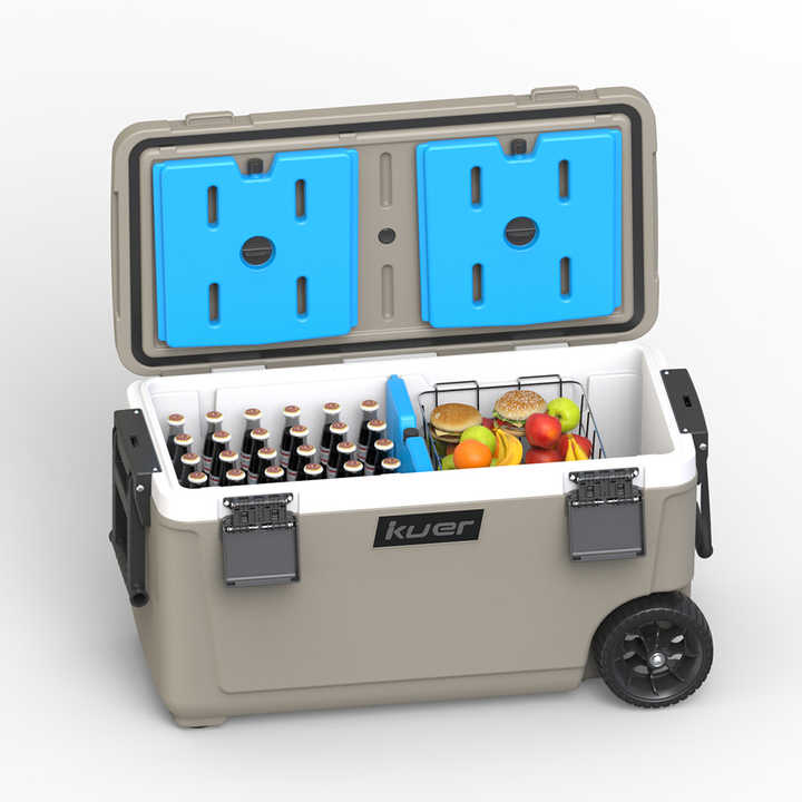 Kuer 70QT Insulated Ice Chest Trolley - Perfect for Camping