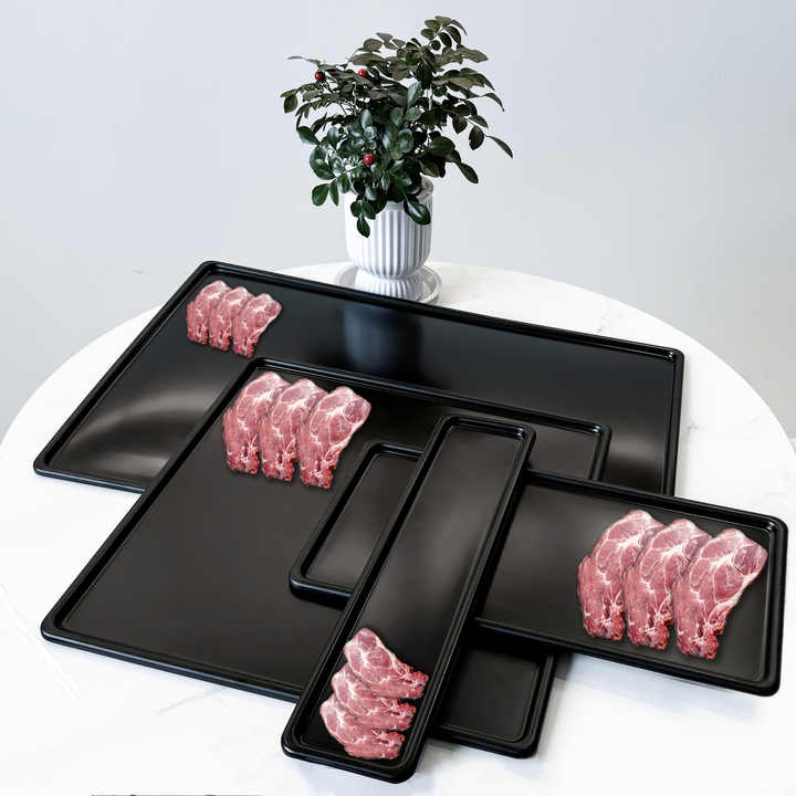 Deli Meat Display Tray Black Plastic Tray for Butcher Shop Supermarket ...