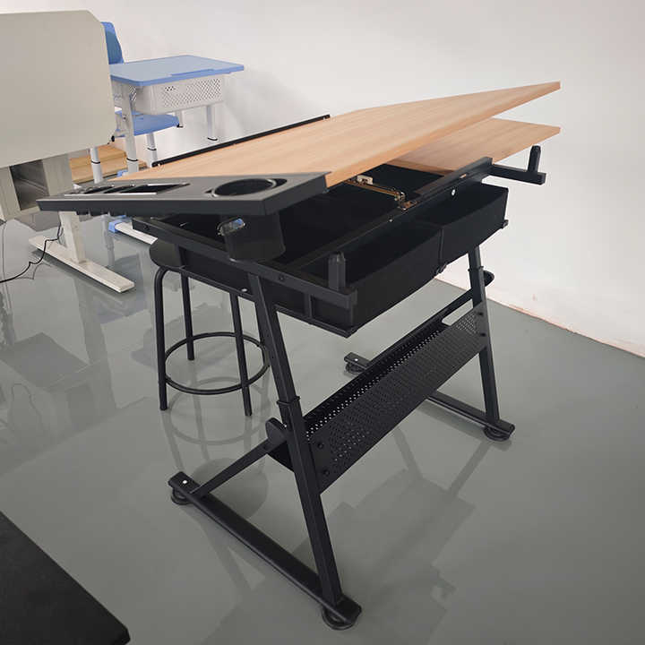 Wooden Architect’s Drawing Table with Adjustable Angles