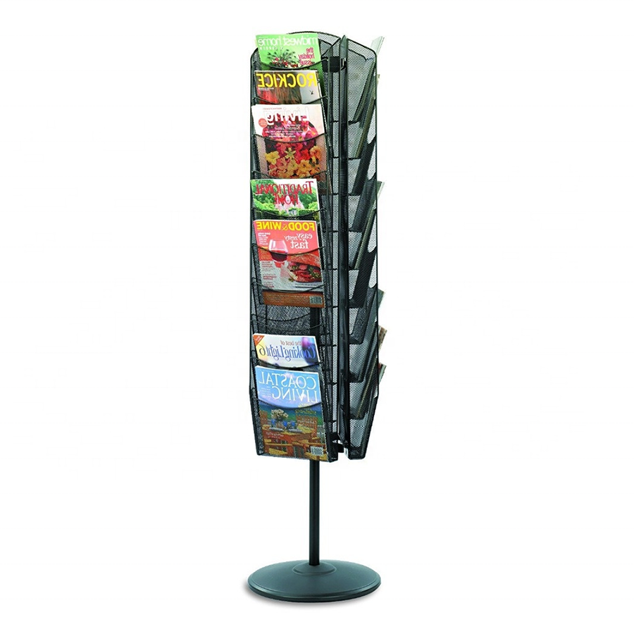 Revolving Magazine Rack - Durable Metal Floor Display Stand