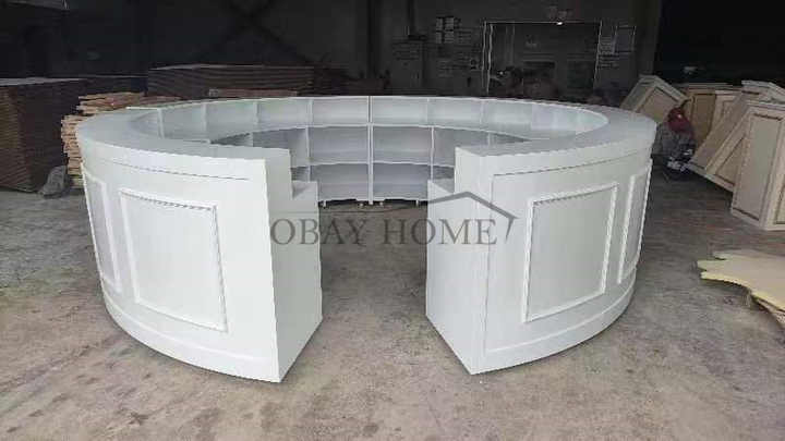 Modern Round Wedding Bar Counter White Painted Wooden Circular Wedding ...