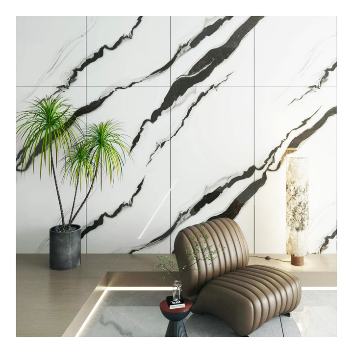 1800x900x9mm Panda White Glossy Sintered Stone Porcelain Slab Tiles ...