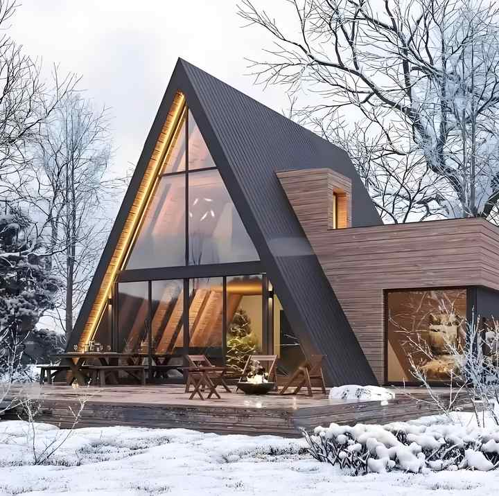 Triangle Prefabricated Villa Light Steel Structure Prefab Buildings ...
