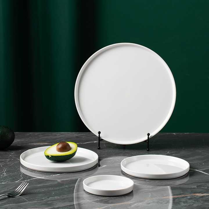 Jinbaichuan Modern Design Ceramic Dinner Plate Set Round White ...