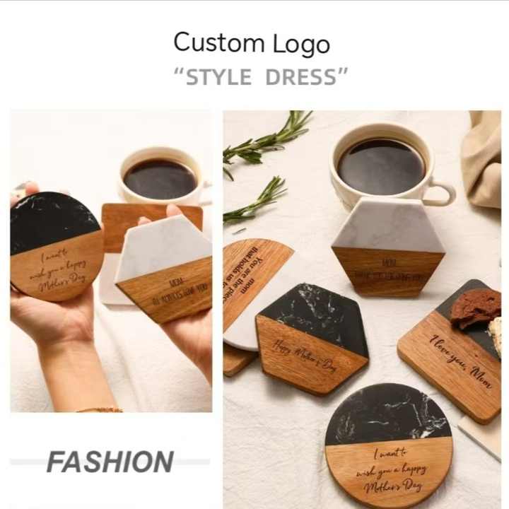 Stylish White Marble Coasters - Perfect for Home Office