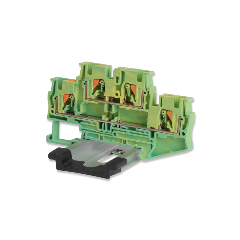 Ruifan 24-10AWG Dual-Layer Push-In Ground Terminal Block RPTTB4-PE DIN ...