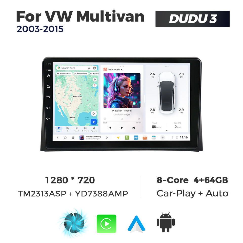DUDU Android Car Multimedia Systems for VW Multivan 2003-2015 with ...