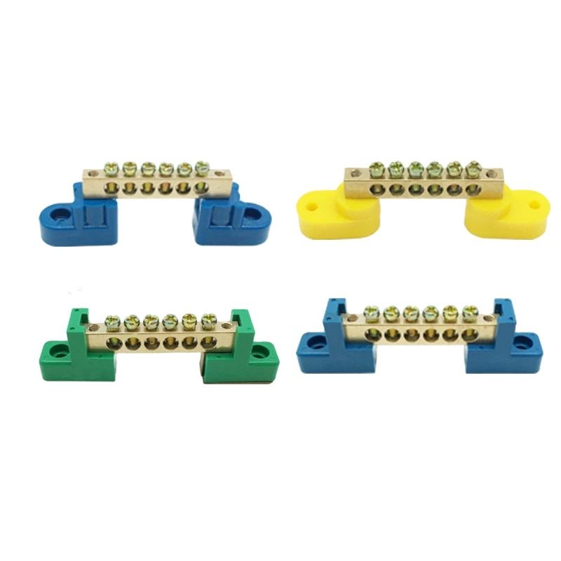 Brass Terminal Blocks with Base on Both Sides Blue for Neutral Green ...