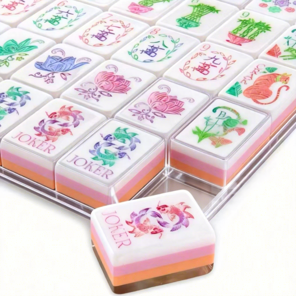 American Mahjong Tiles Pink Crystal Contemporary Style Portable Crystal ...