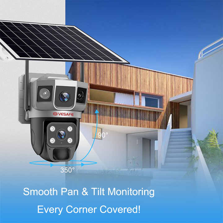 VESAFE V380 4MP Dual Illuminant Outdoor Solar PTZ Camera Night Vision ...