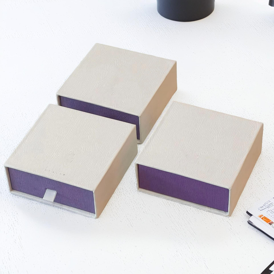 High-Grade Purple Drawer Jewelry Box with Bronzing Necklace Ring ...