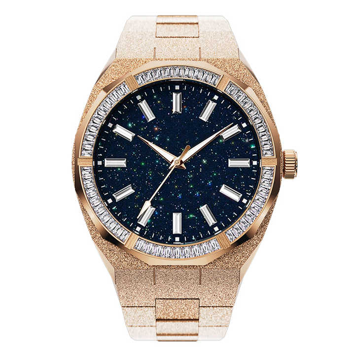 Custom Logo Luxury Frosted Star Dust Men Watches Iced Out Moissanite ...