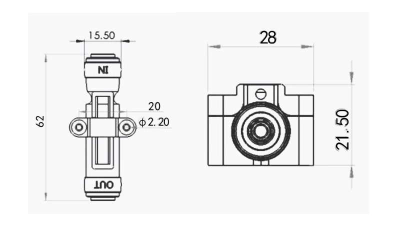 Quick connect water flow switch 1/4'' Low start flow