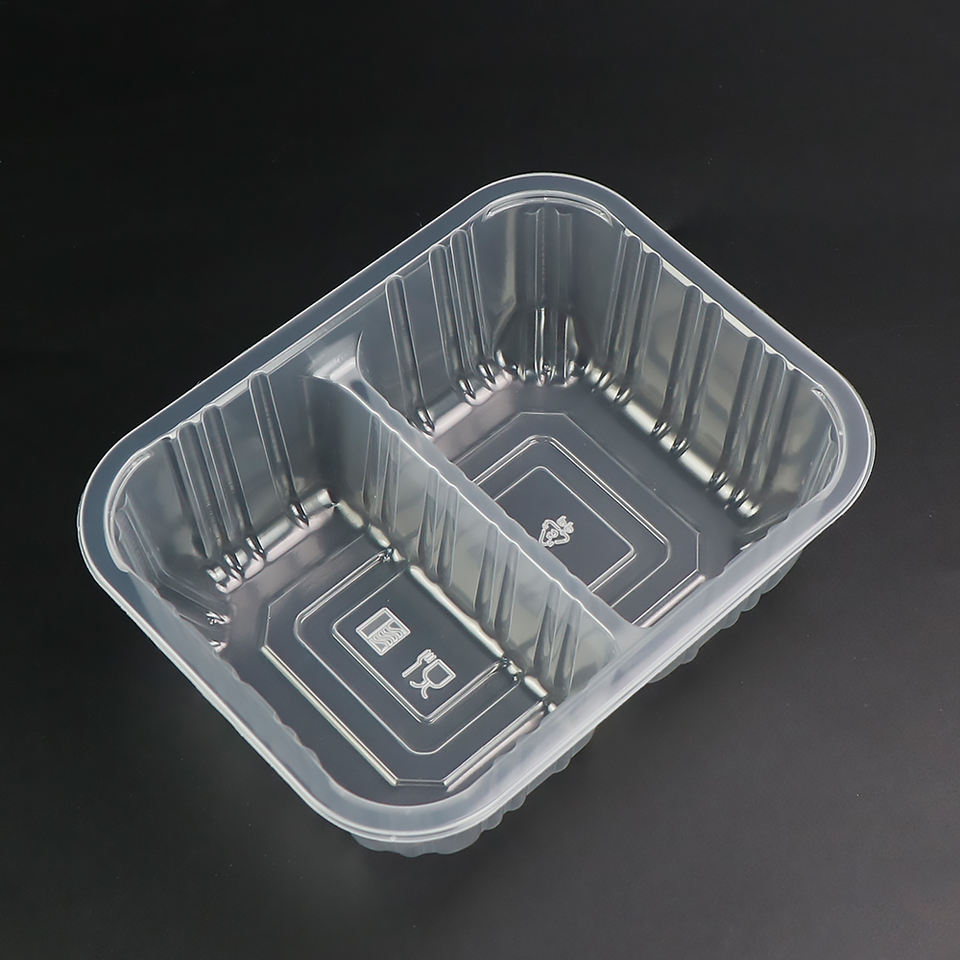 Ovenable Two Compartments PP Tray Food Container With Sealing Film ...