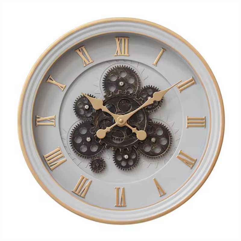 Modern Elegant Wall Clock with Moving Gears Luxury Industrial Style ...