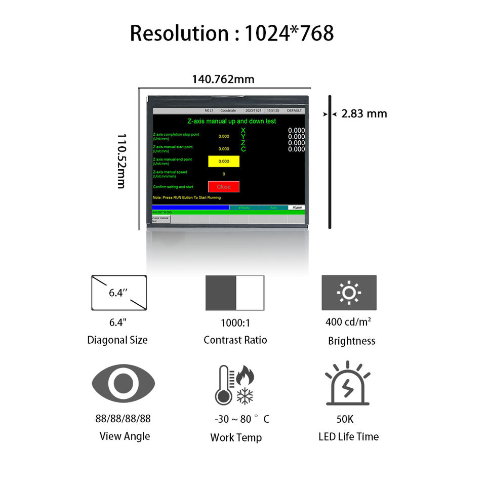 TIANMA P0640XGF1MB00 6.4 Inch 1024X768 High Resolution LCD Assembly ...
