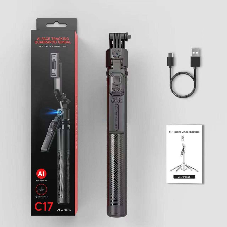 64" Four Legs 360 Degree Smart Automatic Rotation Selfie Stick AI Auto ...