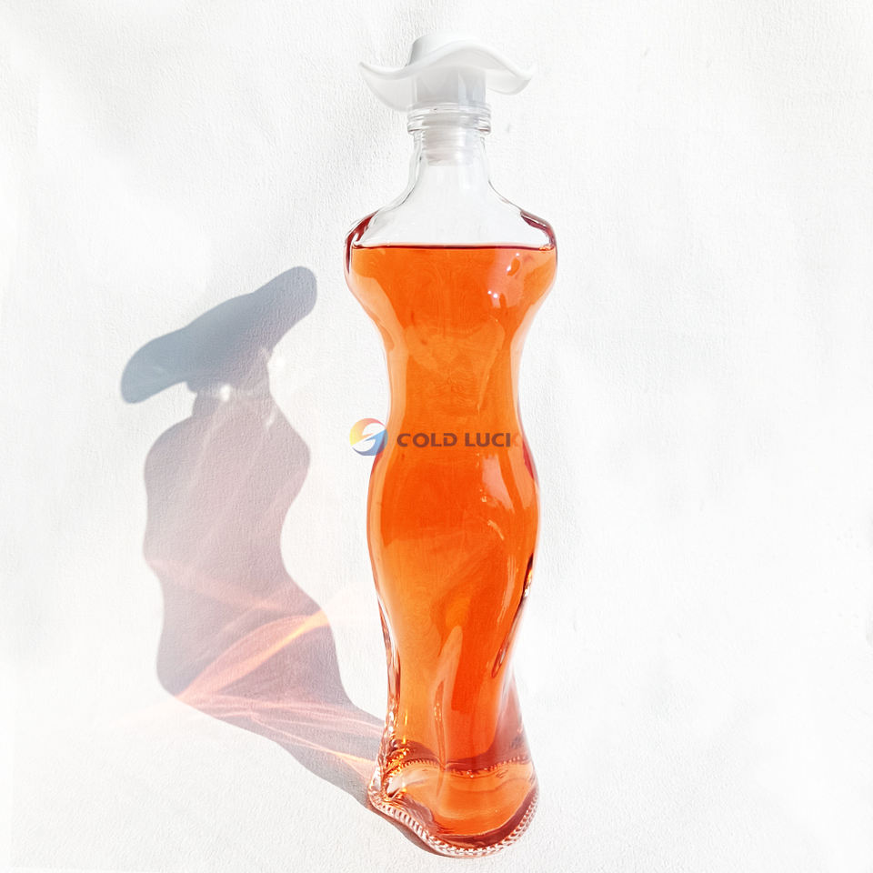 550ml Female Body Glass Bottle for Alcoholic Beverages Vodka Brandy ...