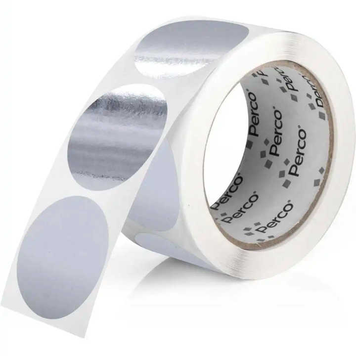 Silk Screen Printed Metallic Silver Circle Dot Sticker Labels ...