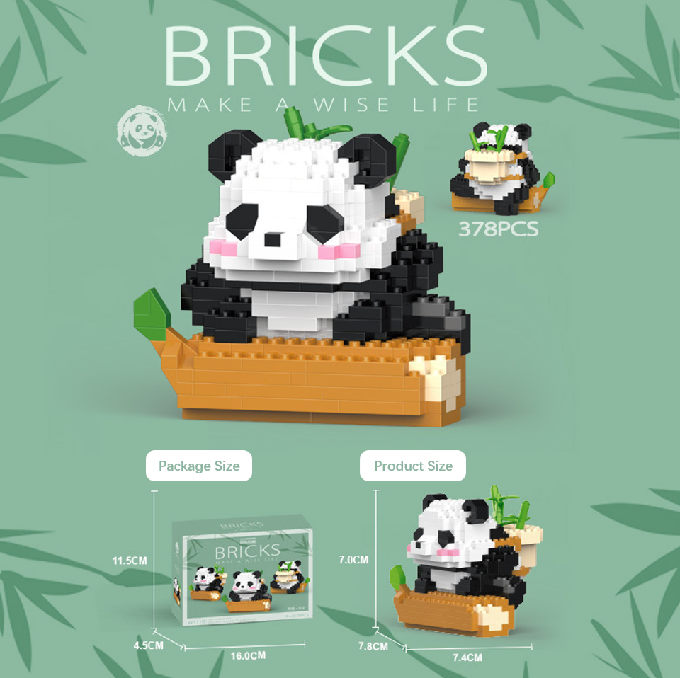 Adorable Pumpkin Hat Panda Building Blocks-396-Piece ABS Plastic DIY ...