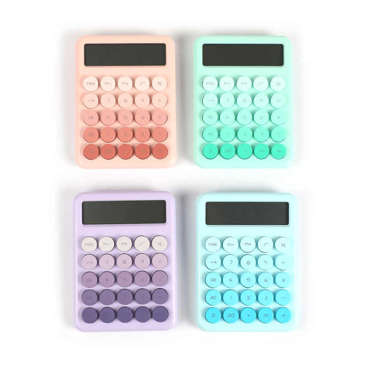Mechanical Pushbutton Calculator,12 Digit Large LCD Display,Big Buttons Easy to Press,Gradient ...