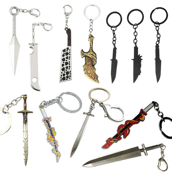 Custom Anime Sword Blade Shape Keychains Zinc Alloy Martial Arts ...