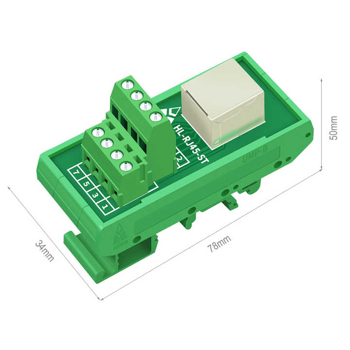 RJ45 Female to Screw Terminal Block Din Rail Connector Block OEM
